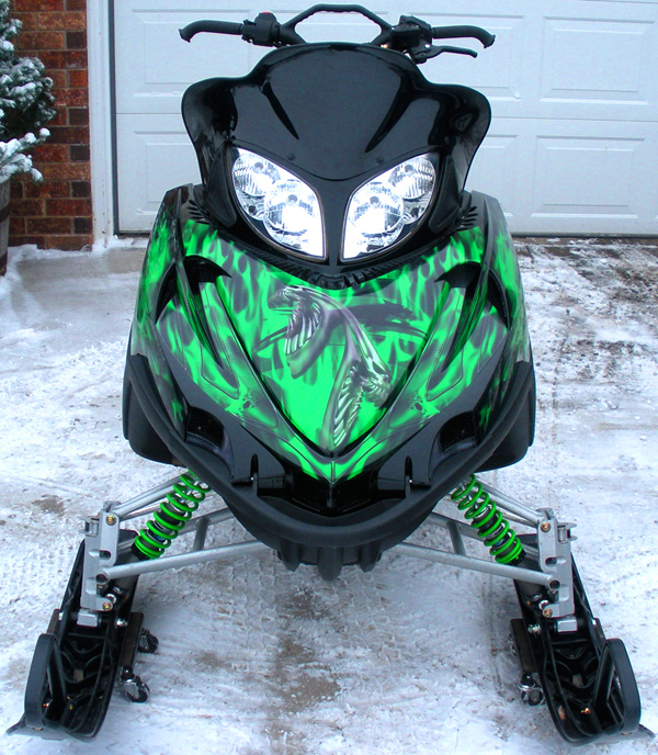 Snowmobile Detailing .com Arctic Cat custom flamed graphics package
